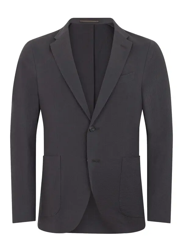 SLOWEAR Slim-fit Single-breasted Cotton Jacket With Notch Lapel - Grey