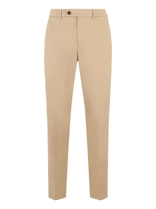 SLOWEAR Slim Fit Cotton Trousers - Beige