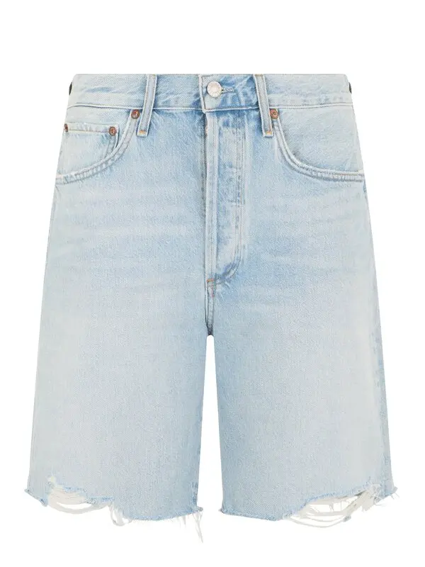 AGOLDE Bermuda Denim Mini Shorts - Light Blue