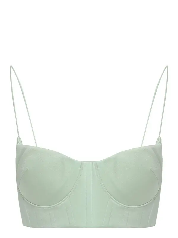 Alex Perry Seamless Molded Cup Crop Top With Thin Straps - Green