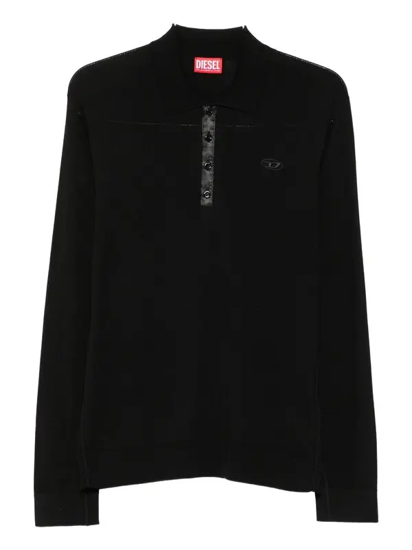 DIESEL® Soft Knit Polo Shirt With Button Closure - Nero