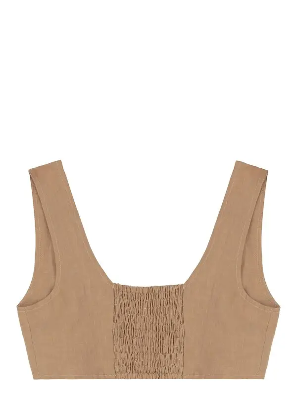 Le Kasha Linen Cropped Tank Top - Sand