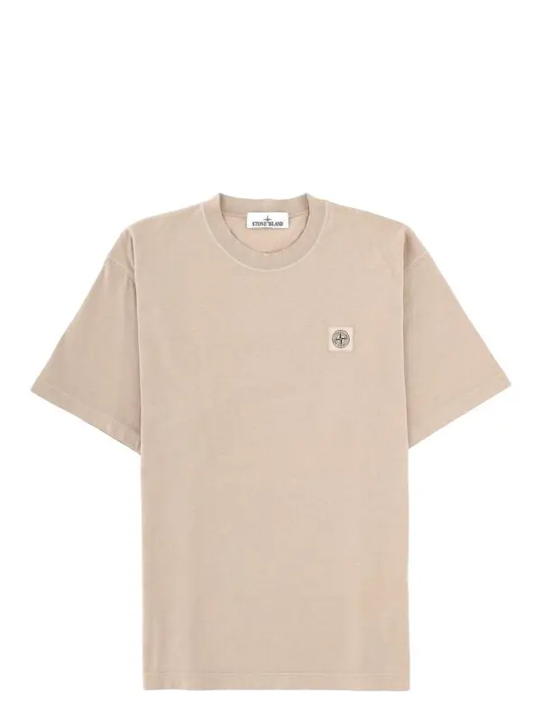 Stone Island Logo Patch T-shirt 100% Cotton - Beige