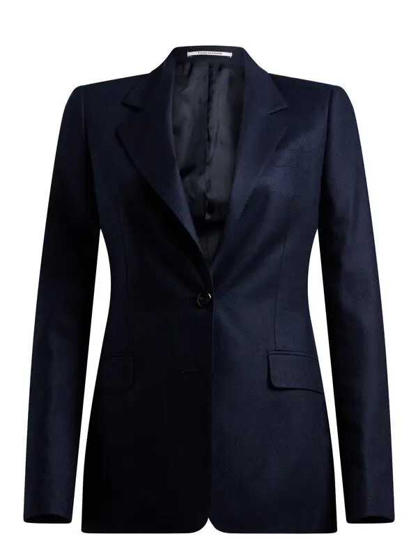 0205 TAGLIATORE Single-breasted Silk Blazer - Blue