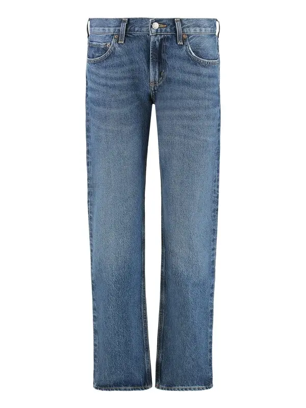AGOLDE High-rise Straight Cropped Jeans With Metal Hardware - Denim