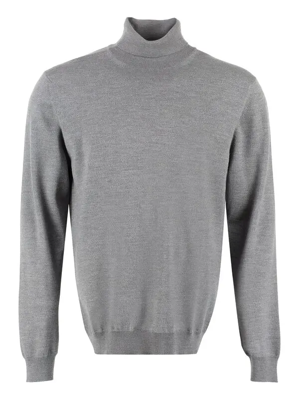THE ALPHABET Ribbed Extra-fine Wool Turtleneck Sweater - Grey