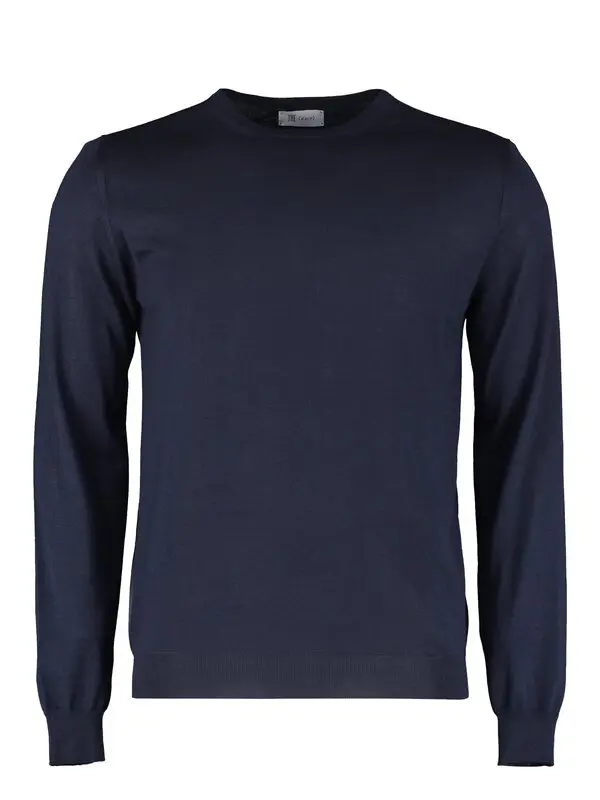 THE ALPHABET Ribbed Crew-neck Cashmere Silk Sweater - Blue