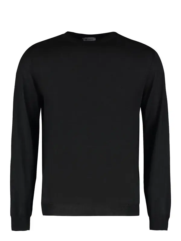 THE ALPHABET Fine-knit Crewneck Sweater In Silk And Cashmere Blend - Black