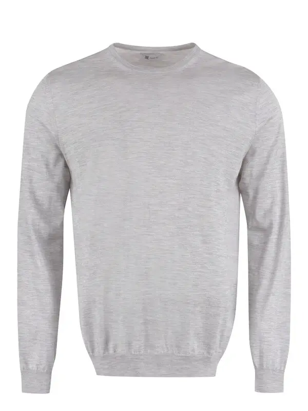 THE ALPHABET Fine-knit Crewneck Sweater In Silk And Cashmere Blend - Grey