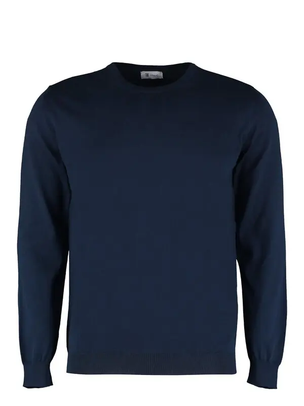 THE ALPHABET Knit Cotton Crew-neck Sweater - Blue