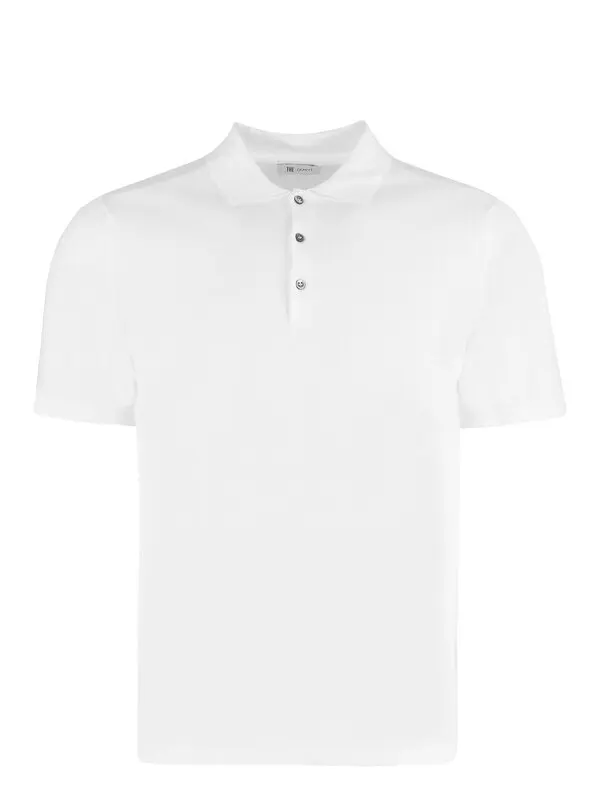 THE ALPHABET The Cotton Knit Polo Shirt With Side Slits - White