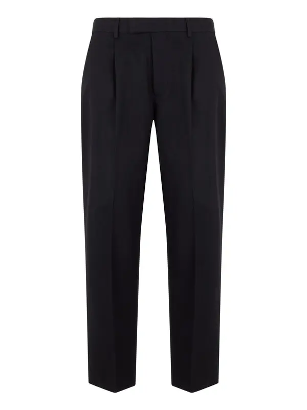 Zegna Cotton & Linen Blend Trousers With Elastic Waist - Black