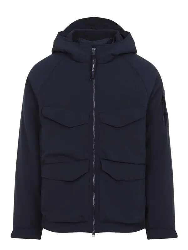 C.P. COMPANY Padded Hooded Lens Shell Jacket - Blue