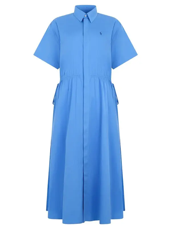 Polo Ralph Lauren Drawstring Midi Shirt Dress - Light Blue