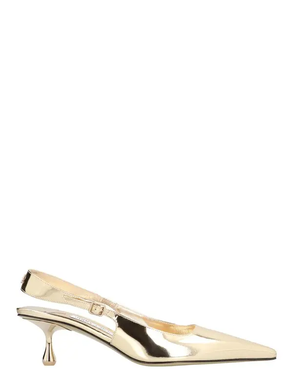 JIMMY CHOO Amel Pointed Toe Leather Slingback Pumps - Gold