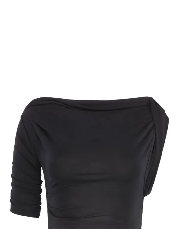 Jacquemus Draped Fitted Crop Top - Black