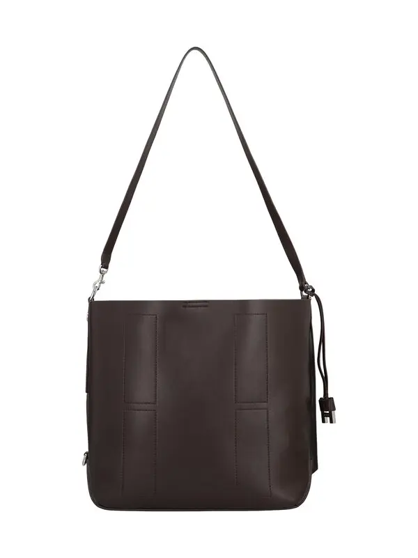 Hogan Leather Hobo Handbag With Adjustable Strap - Brown