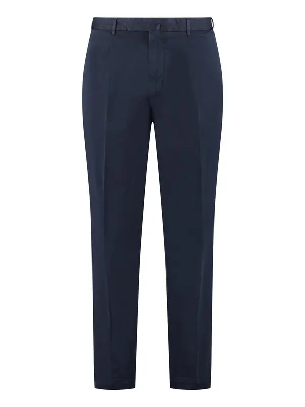 THE ALPHABET The Stretch Cotton Chino Trousers With Back Flap Pockets - Blue
