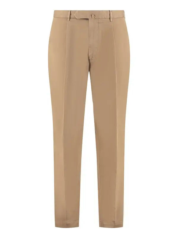 THE ALPHABET The Stretch Cotton Chino Trousers With Back Flap Pockets - Brown