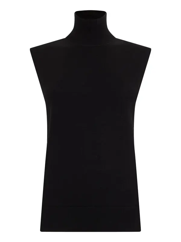 TOTEME Sleeveless Wool-silk High-neck Sweater - Black