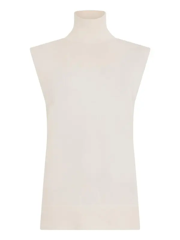 TOTEME High-collar Sleeveless Sweater - White