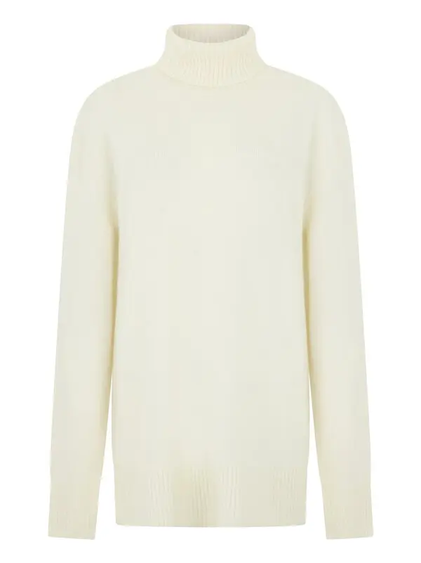 TOTEME Ribbed Cashmere Turtleneck Sweater - Ecru
