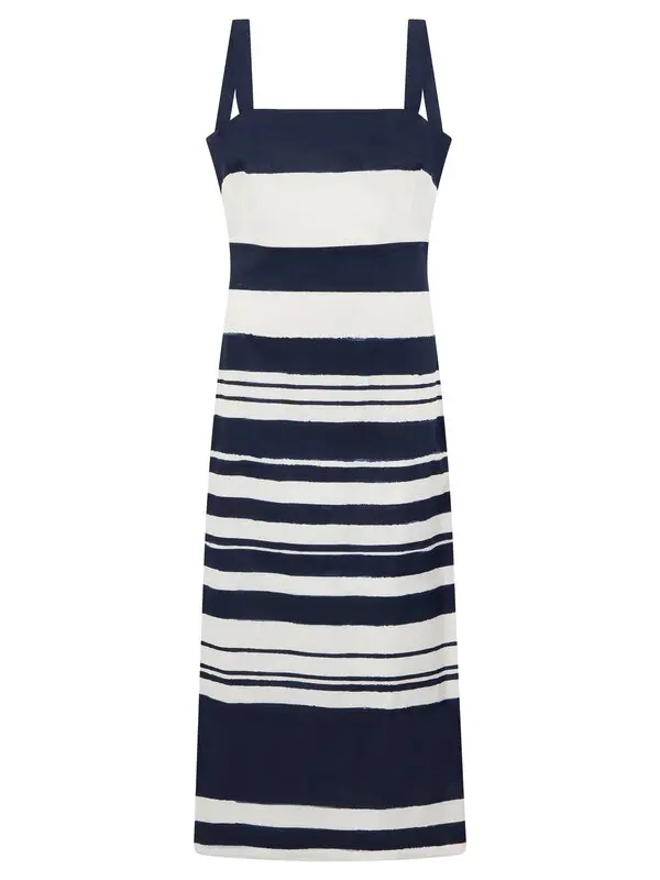 Veronica Beard Striped Midi Dress - Black