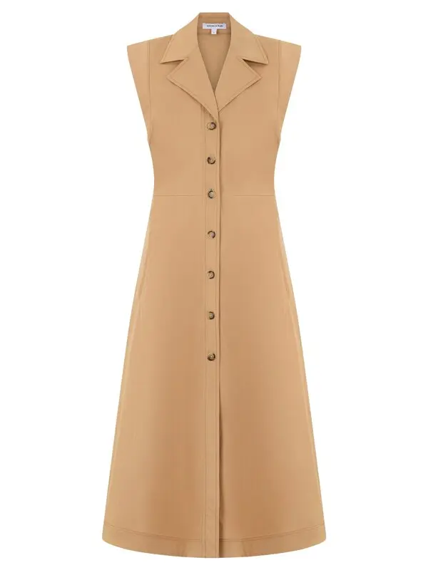 Veronica Beard Sleeveless Button-front Midi Dress - Beige
