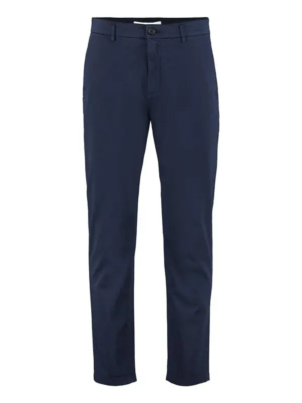 DEPARTMENT 5 Stretch Cotton Chino Trousers With Back Flap Pockets - Blue