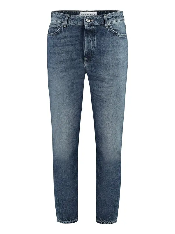 DEPARTMENT 5 Slim Fit Jeans With Back Logo Label - Denim