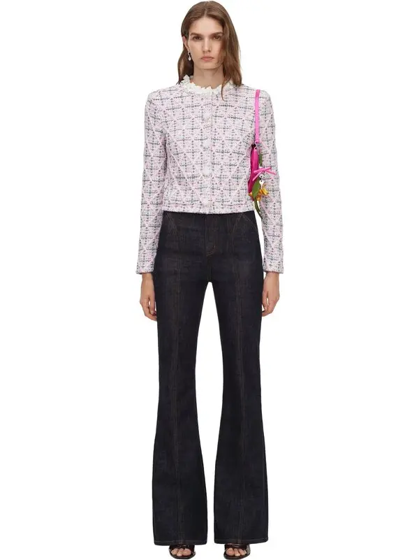 SELF-PORTRAIT Fly Zip Mini Jeans - Blu