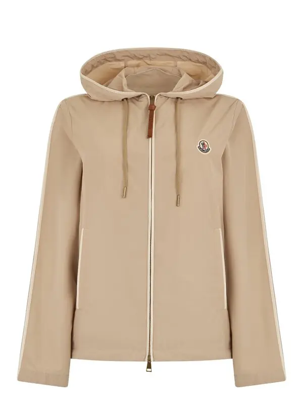 Moncler Sarracenia Hooded Jacket With Logo Detail - Beige