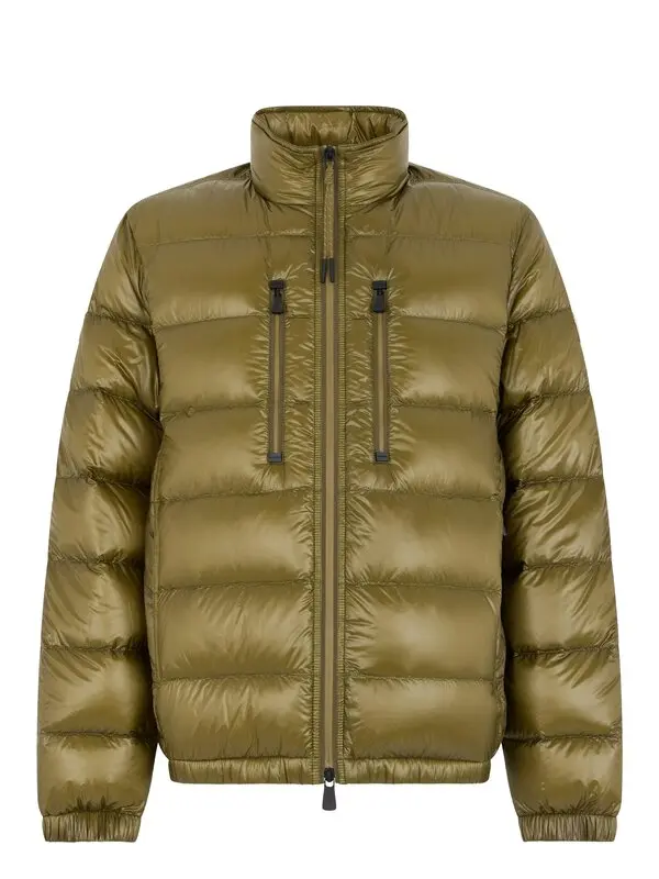 Moncler Padded Down Ski Jacket With Horizontal Stripes - Khaki
