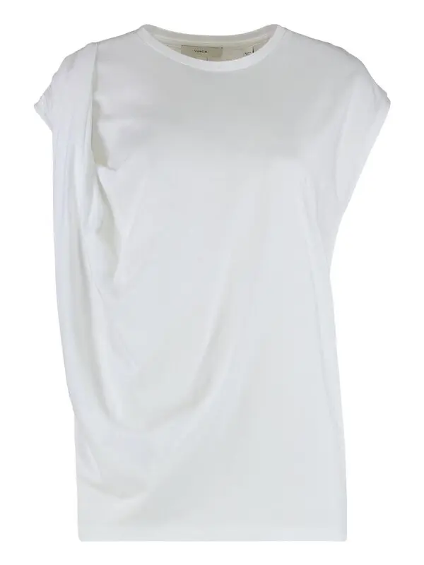 Vince Draped Pima Cotton-blend T-shirt - White