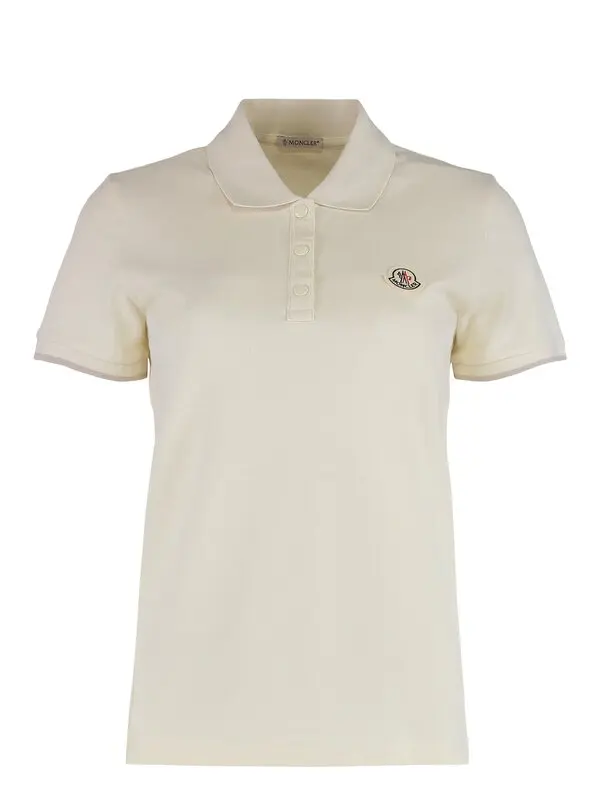 Moncler Cotton Piqué Polo Shirt With Logo Detail - White