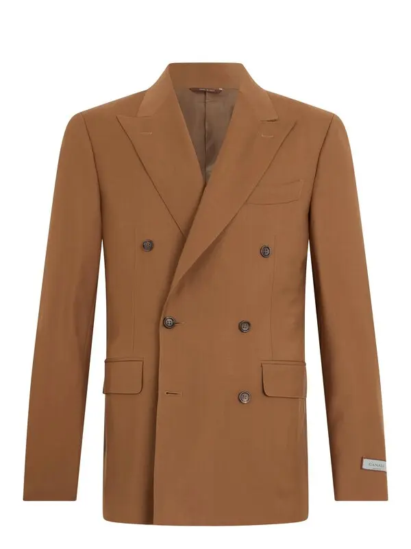 Canali Double-breasted Wool Jacket - Brown