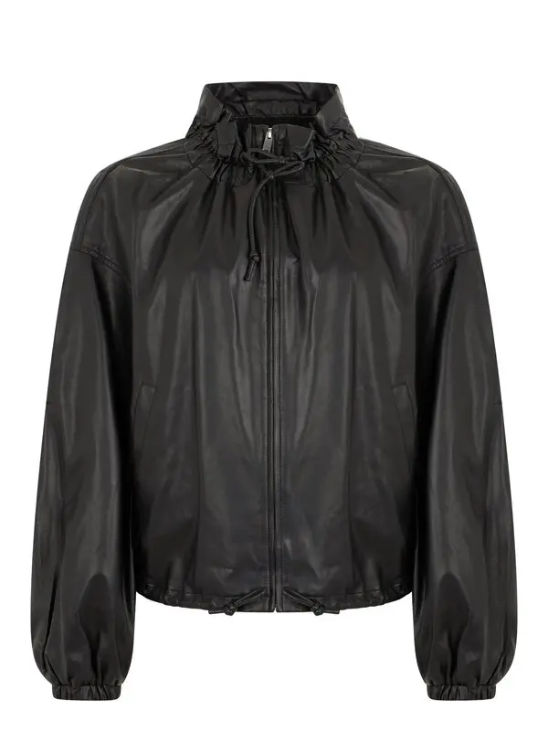 MARANT ETOILE Skin-effect Zip-up Jacket With Drawstring Collar - Black