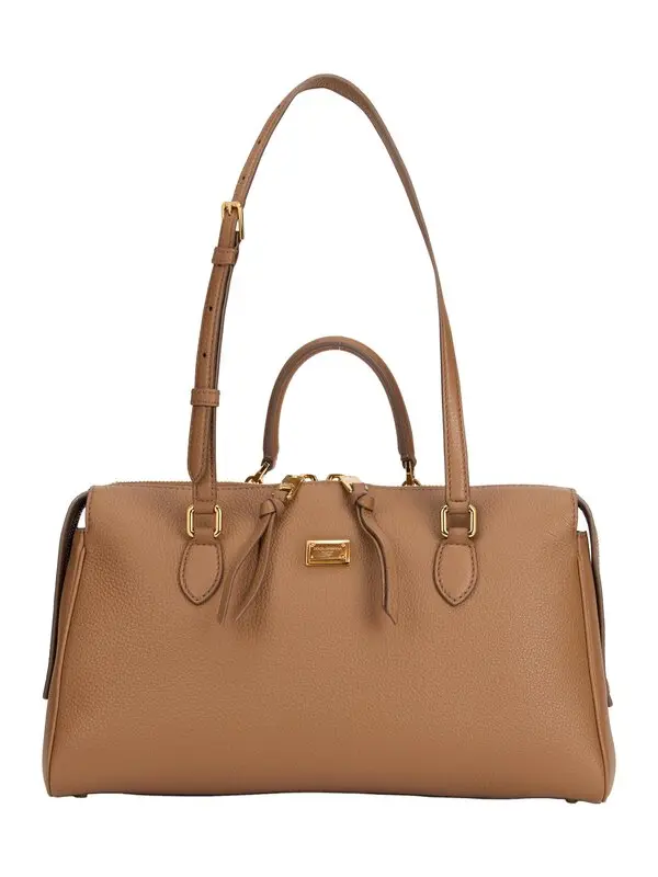 Dolce & Gabbana Structured Leather Tote Handbag - Brown