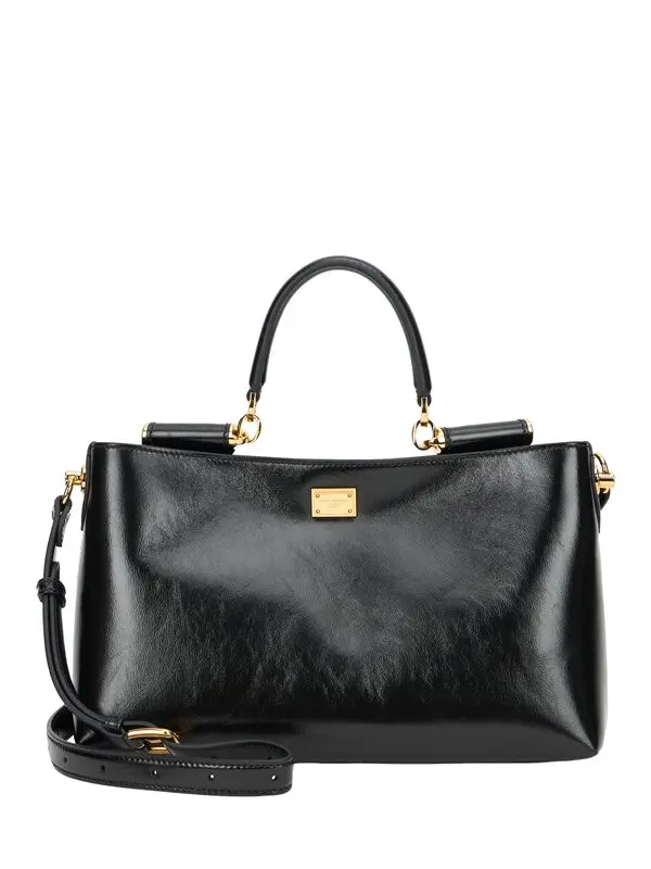 Dolce & Gabbana Calfskin Handbag With Adjustable Strap - Black