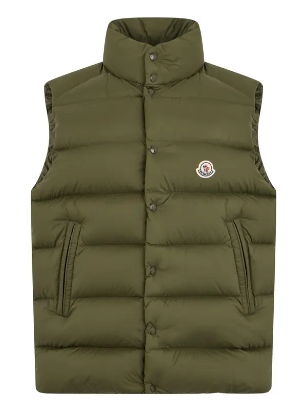Moncler Padded High Collar Gilet - Khaki