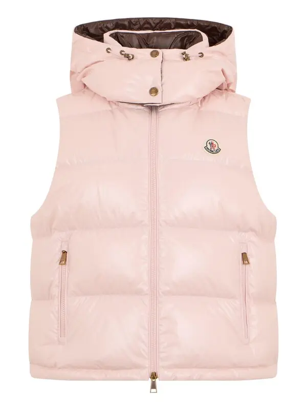 Moncler Padded Hooded Gilet With Zip Front - Pink