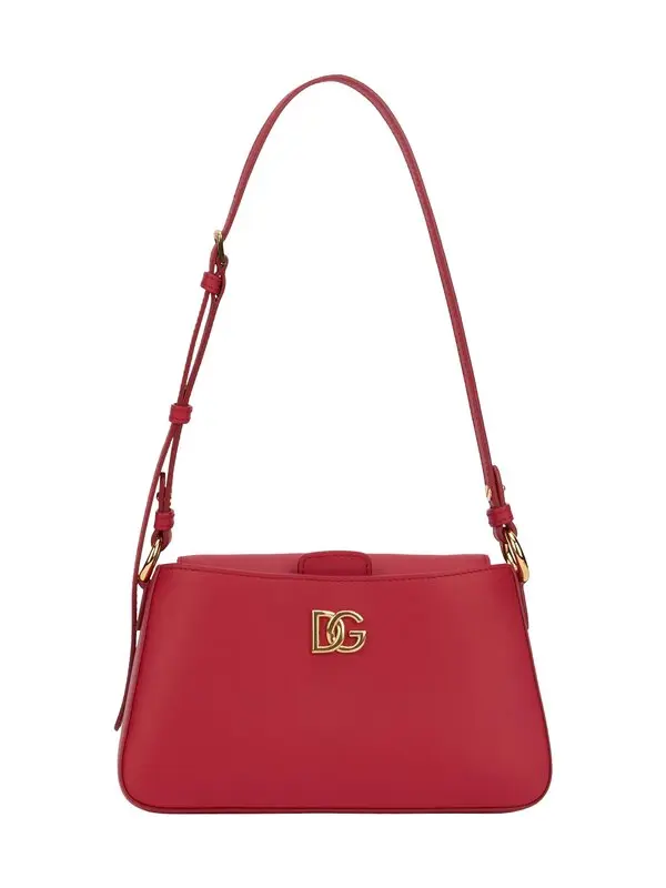 Dolce & Gabbana Calfskin Leather Shoulder Handbag - Red