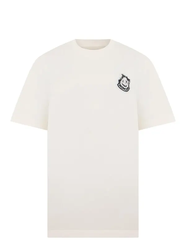 Moncler Logo Print Cotton T-shirt - Ivory