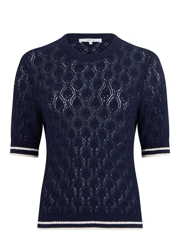 FRAME Diamond Pattern Short Sleeve Top - Blue