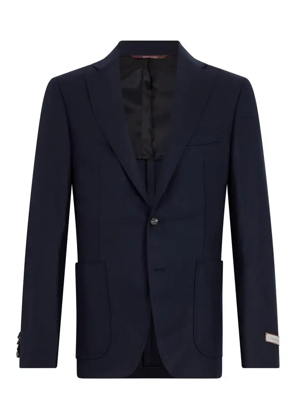 Canali Single-breasted Wool-silk Jacket With Lance Collar - Blue