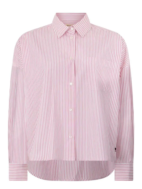 Max Mara Striped Cotton Poplin Long Sleeve Shirt - Pink