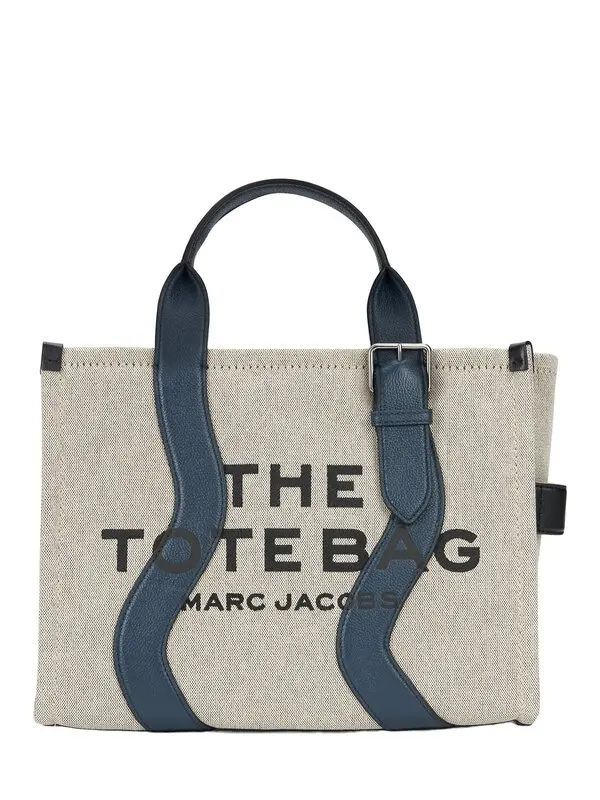 Marc Jacobs Canvas Tote Handbag With Printed Logo And Top Handles - Beige