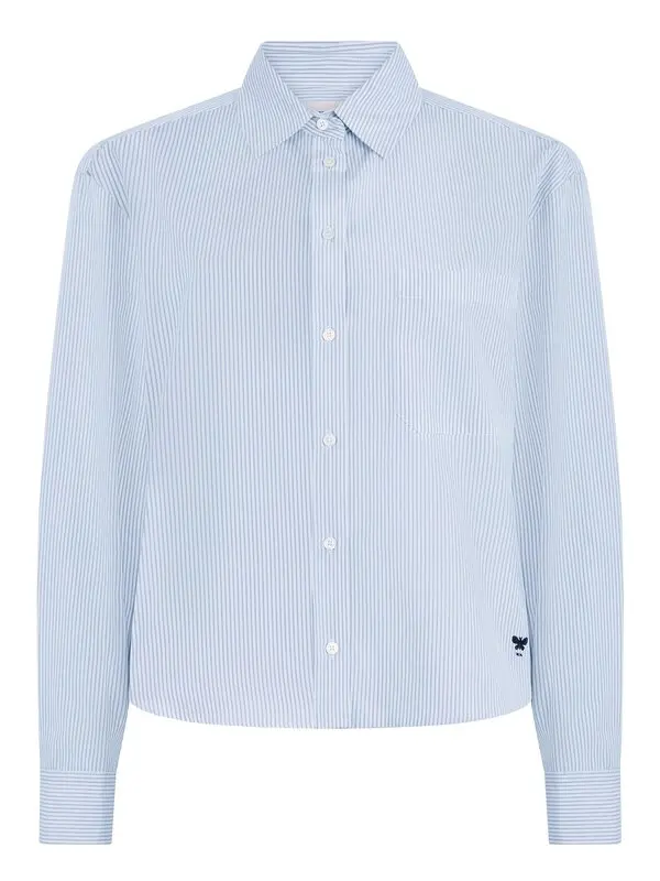 Max Mara Striped Cotton Poplin Button-down Shirt With Long Sleeves - Light Blue