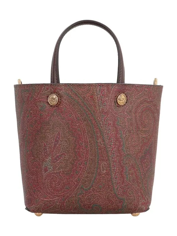 Etro Paisley Jacquard Mini Tote Handbag With Suede Lining - Brown