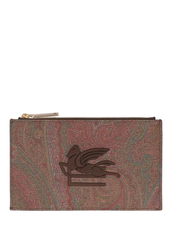 Etro Logo Print Flat Pouch - Brown